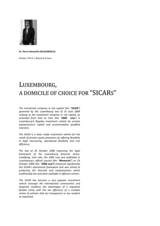 Investment Vehicles - SICARs | PDF