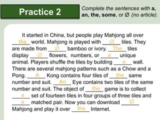Articles, indefinite and definite | PPS