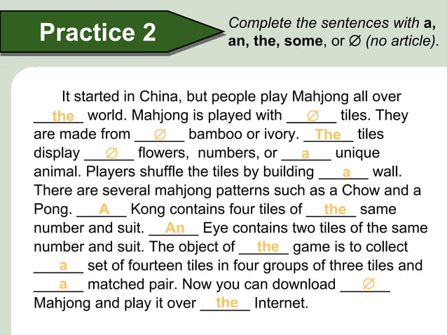 Articles indefinite and definite | PPT