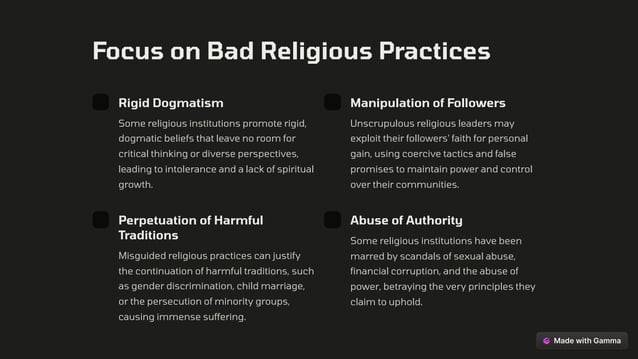 Bad Religious Practice and It's Adverse Effect on Society | PPT