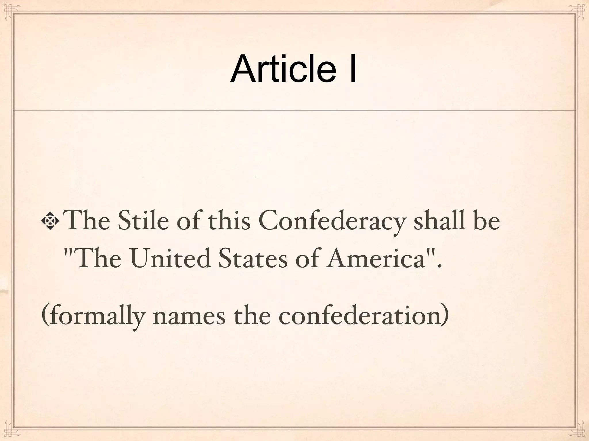 Articles of Confederation Lecture | PPT