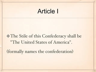 Articles of Confederation Lecture | PPT