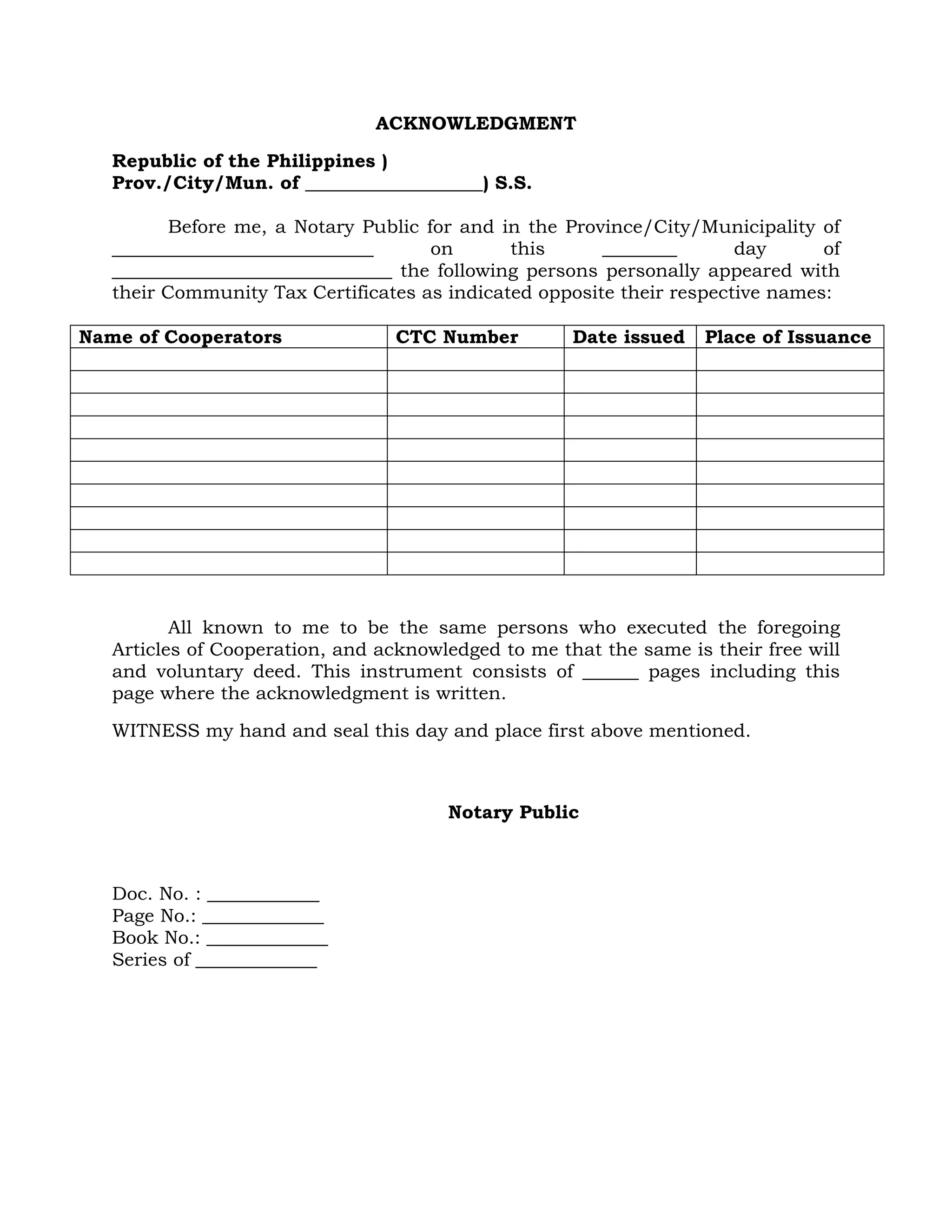 Articles of cooperation | DOCX
