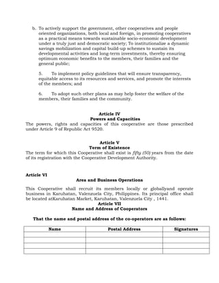 Articles of cooperation | DOCX