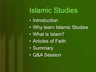 Articles of faith- Islamic Studies | PPTX