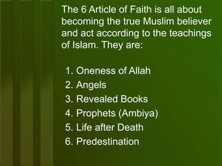 Articles of faith- Islamic Studies | PPTX