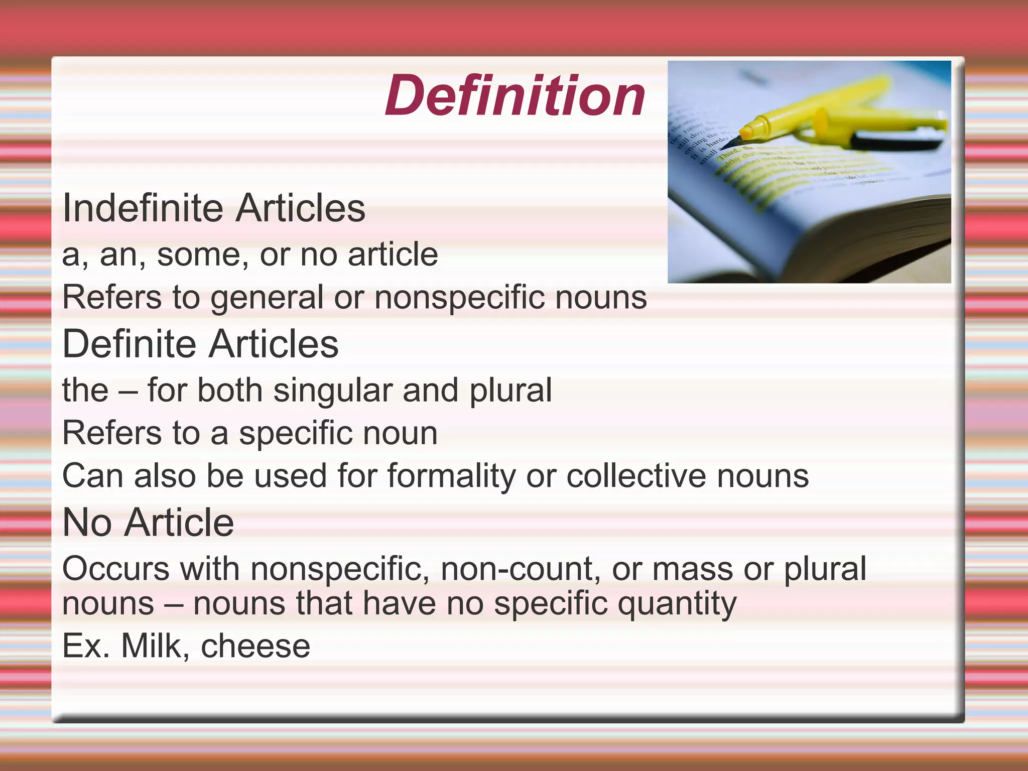 Articles presentation | PPT
