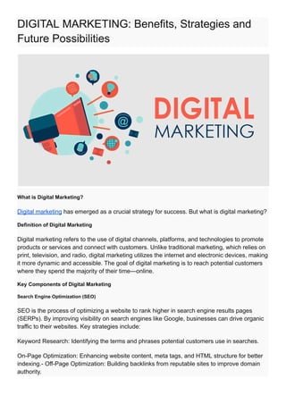DIGITAL MARKETING: Benefits, Strategies and Future Possibilities | PDF