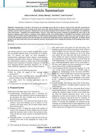 Article Summarizer | PDF