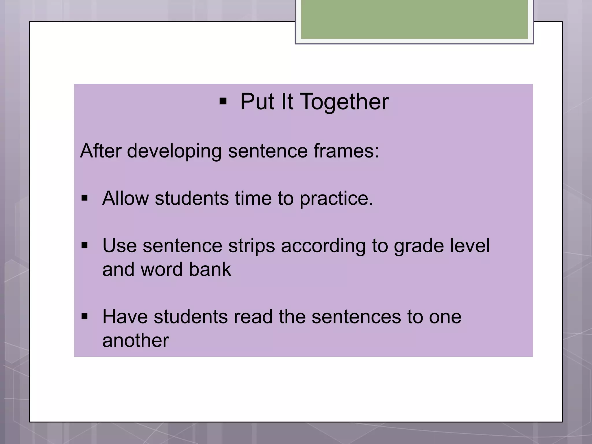 Using Sentence Frames to Develop Academic Vocabulary for ELLs | PPTX | Gardening | Home & Garden