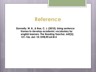 Using Sentence Frames to Develop Academic Vocabulary for ELLs | PPTX ...