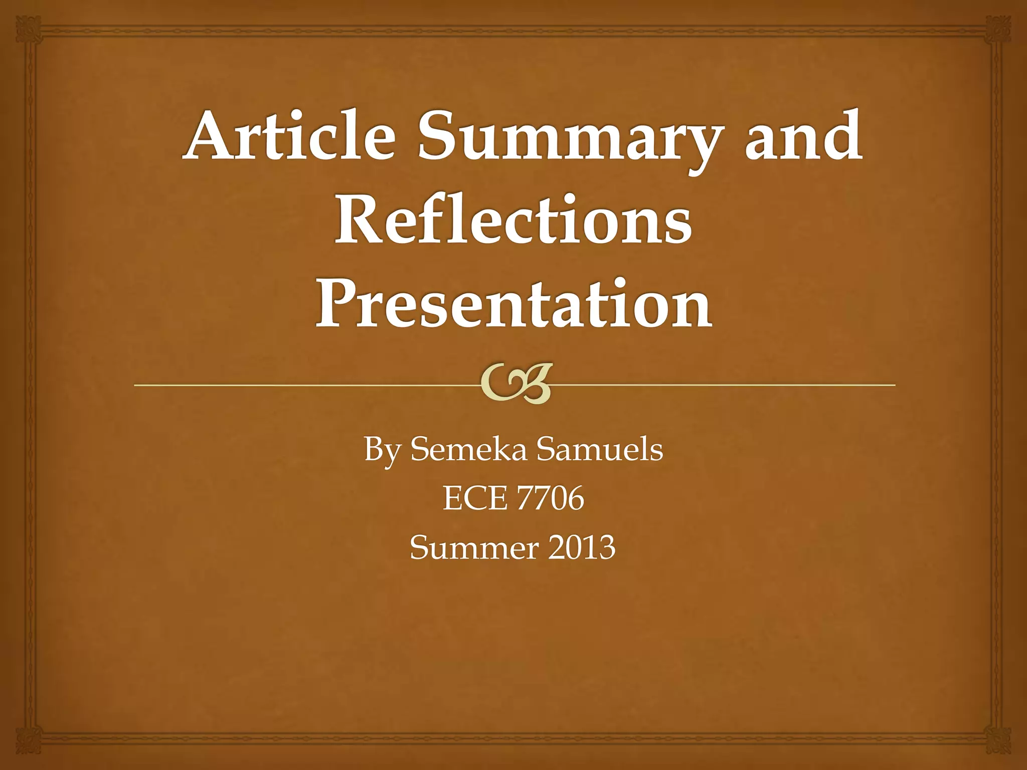 Article summary and reflection presentation | PPTX