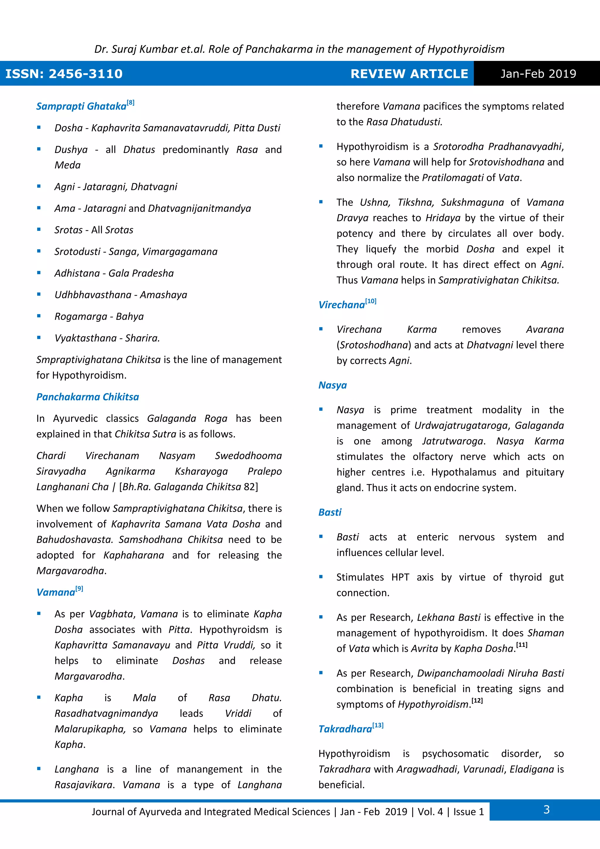 Role of Panchakarma in the management of Hypothyroidism | PDF