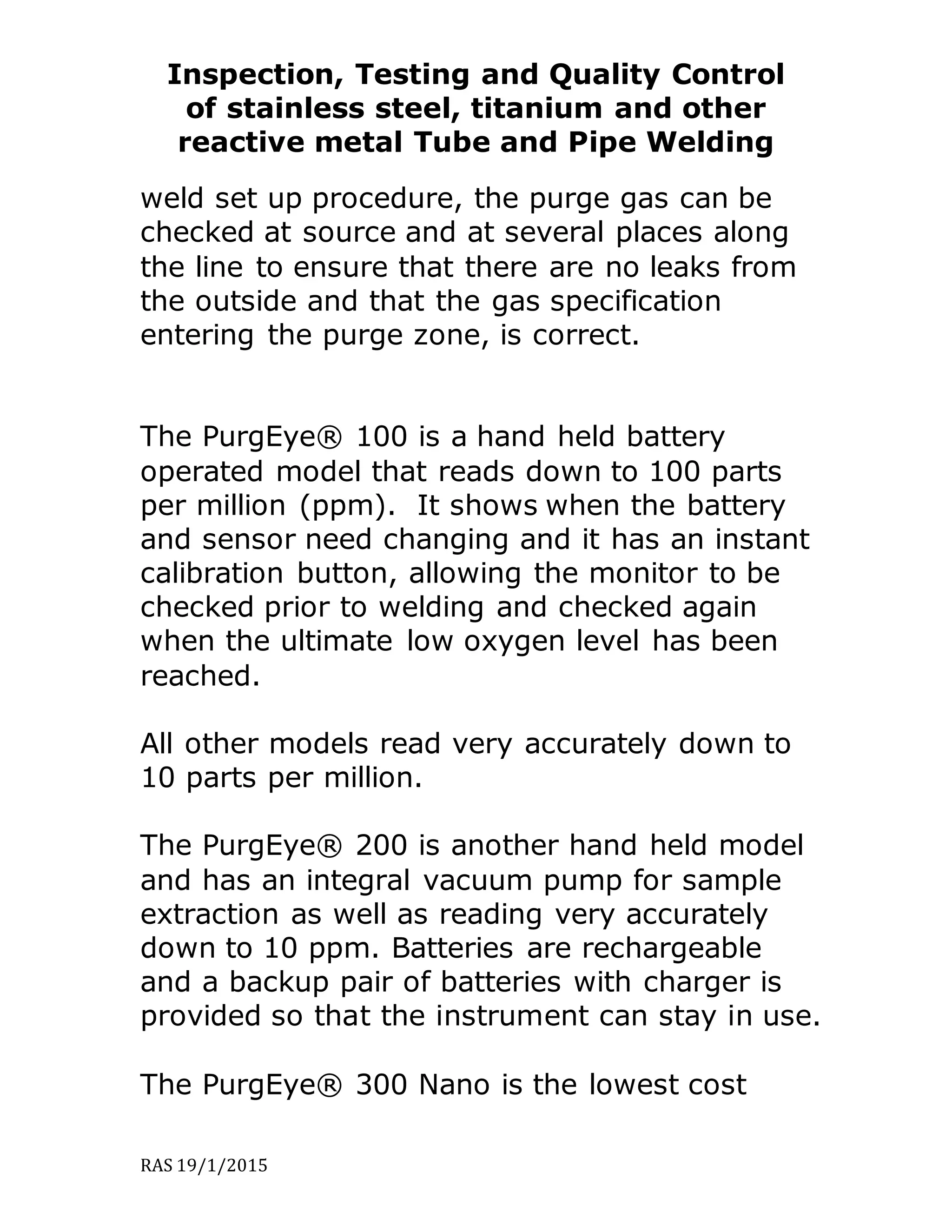 Weld Purging ~ Inspection, Testing and Quality Control of Stainless ...