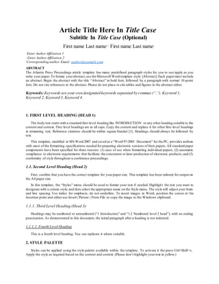 Article Template.docx | Desktop Publishing | Computer Software and ...