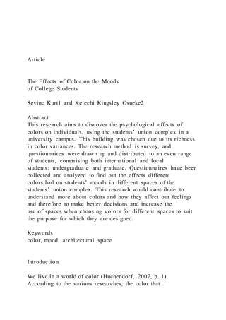 Article The Effects of Color on the Moods of College | DOCX