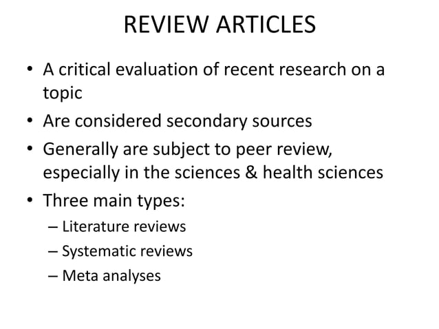 Article types review | PPTX | Publishing Industry | Industries
