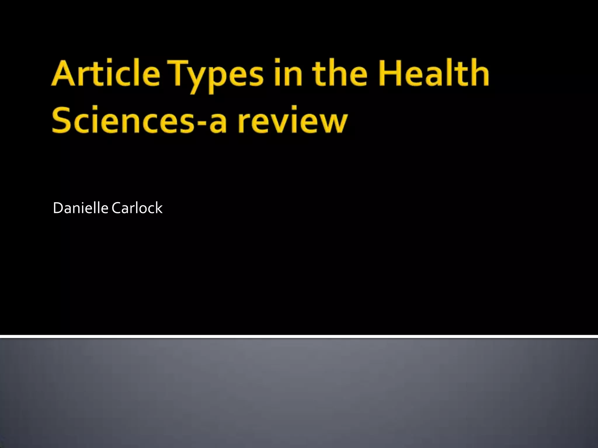 Article Types Review Ppt