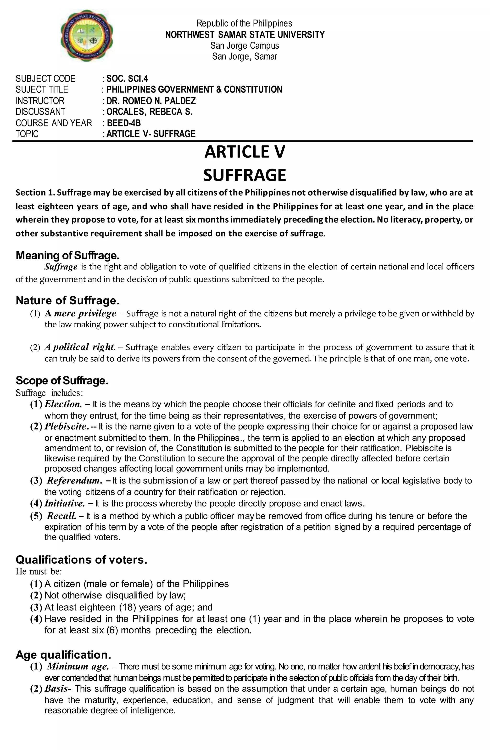 Article v suffrage my handout | DOCX
