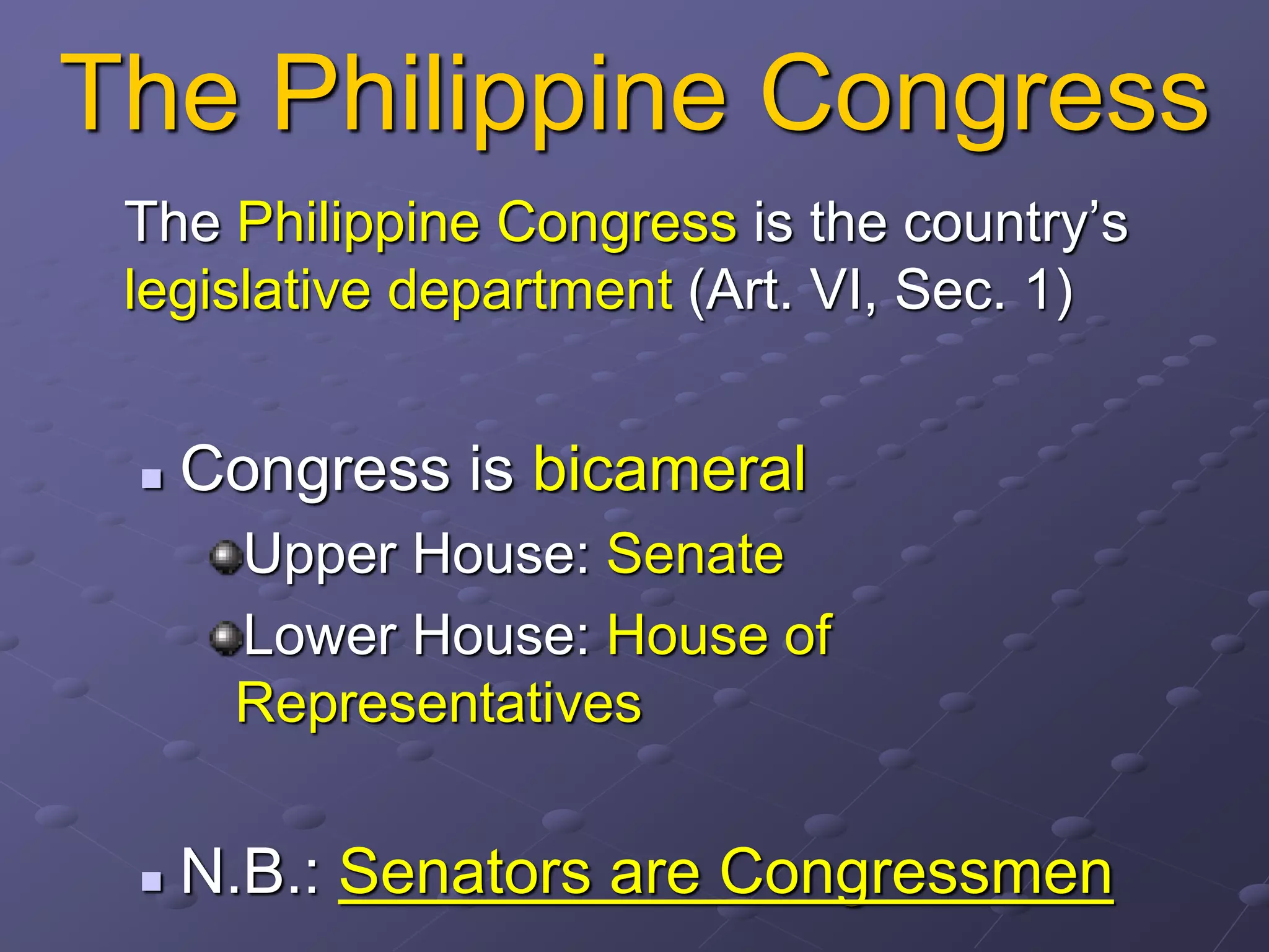 Article VI: Legislative Department | PPT