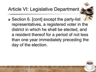 Article VI: Legislative Department | PPTX