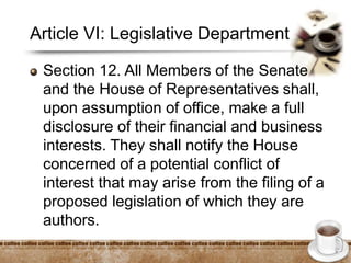 Article VI: Legislative Department | PPTX