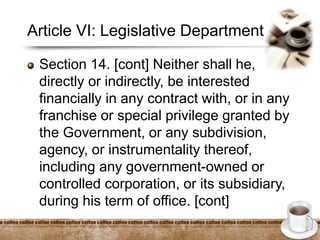Article VI: Legislative Department | PPTX