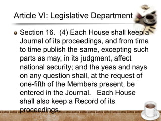 Article VI: Legislative Department | PPTX
