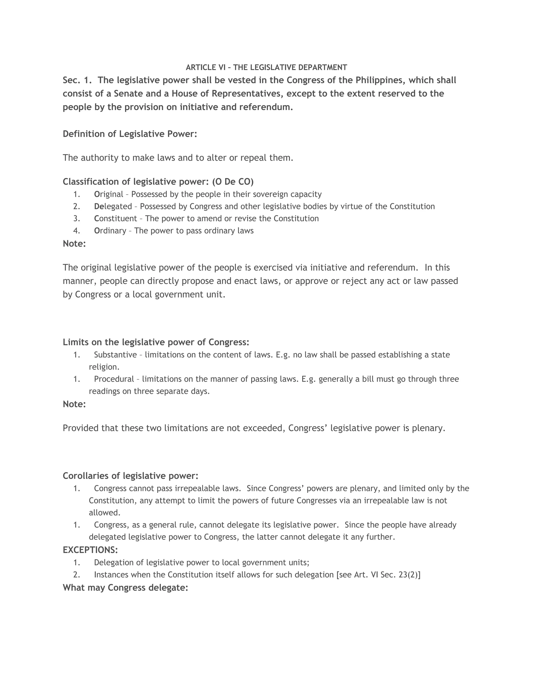 Article VI Legislative | DOC