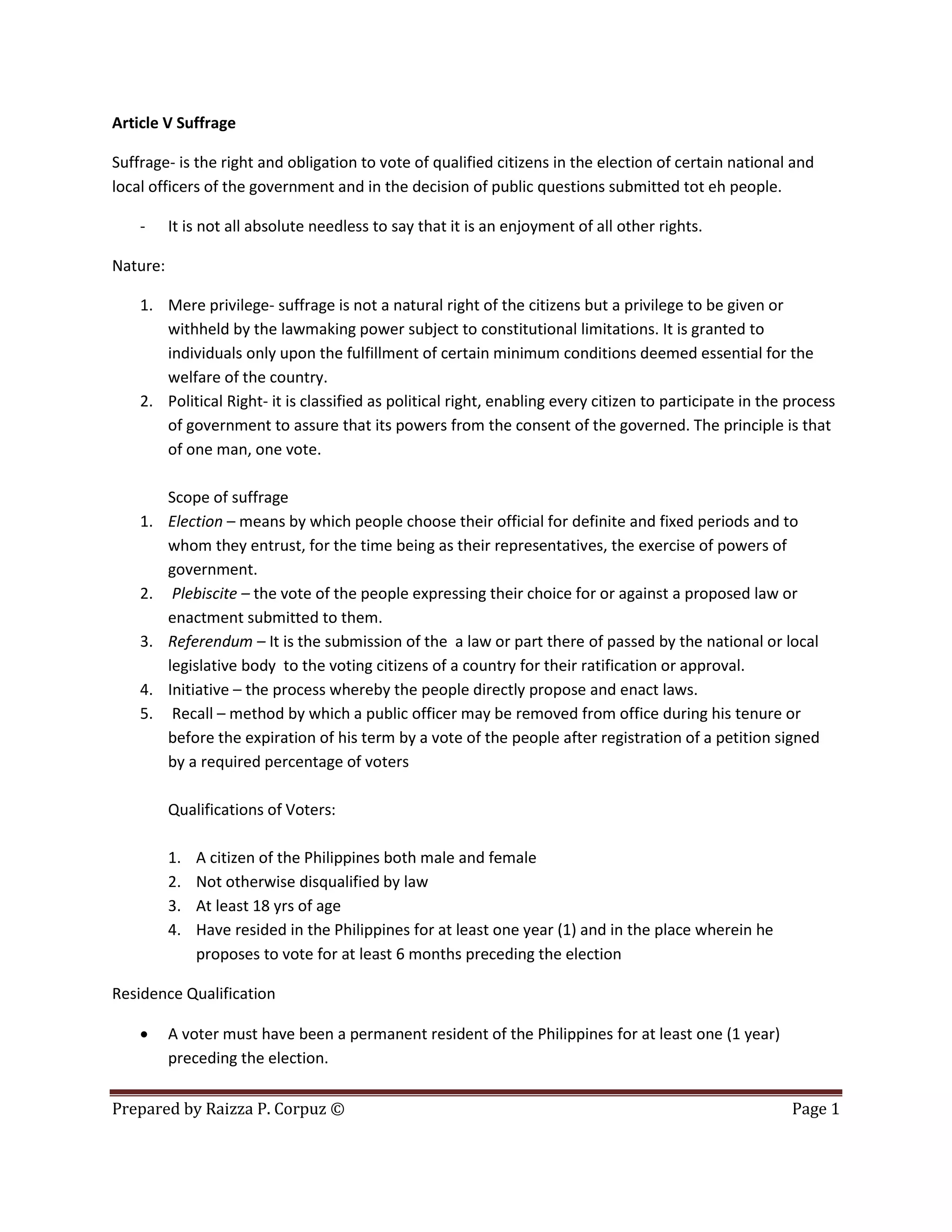 Article 5 Suffrage | PDF