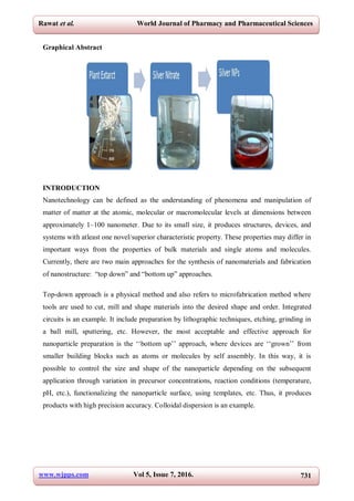 Green Synthesis of Silver Nanoparticles and their applications | PDF