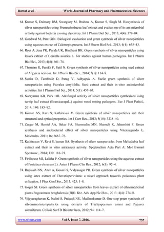 Green Synthesis of Silver Nanoparticles and their applications | PDF