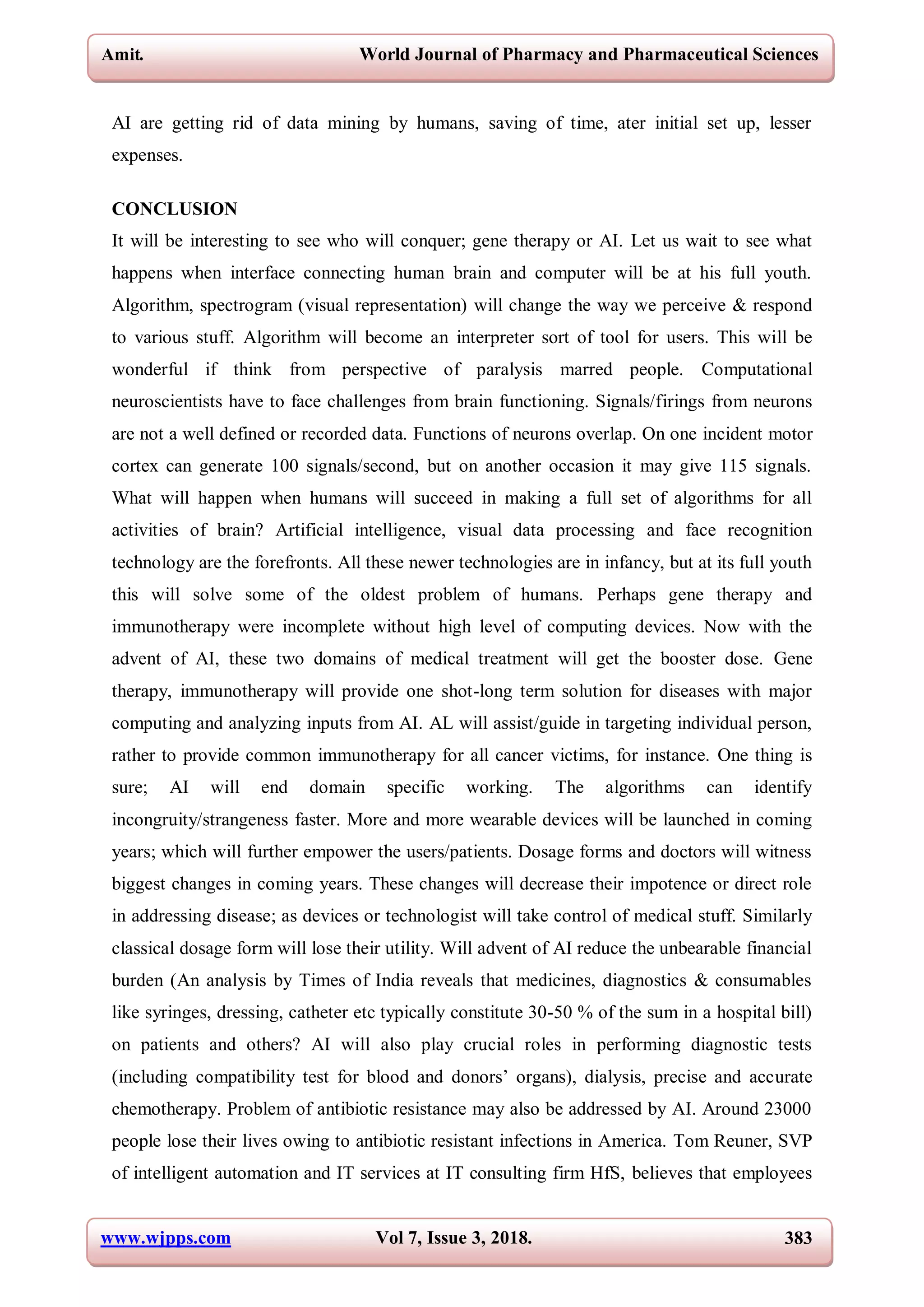 WILL ARTIFICIAL INTELLIGENCE OUST MEDICAL PRACTIONAIRS & DRUG DISCOVERY ...