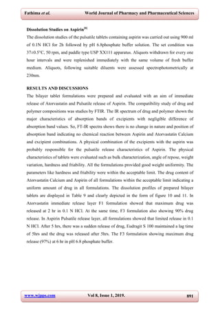 Bilayer Tablets of Aspirin and Atorvastatin | PDF