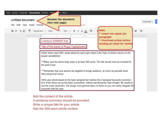 Article writer process slideshow | PPT