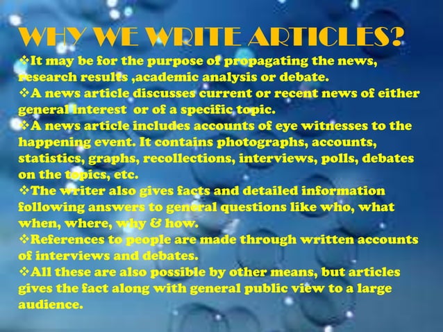 Article writing | PPT