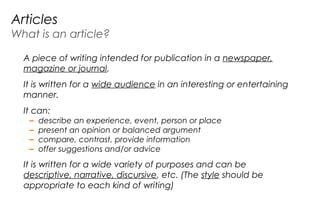 Article writing | PPT