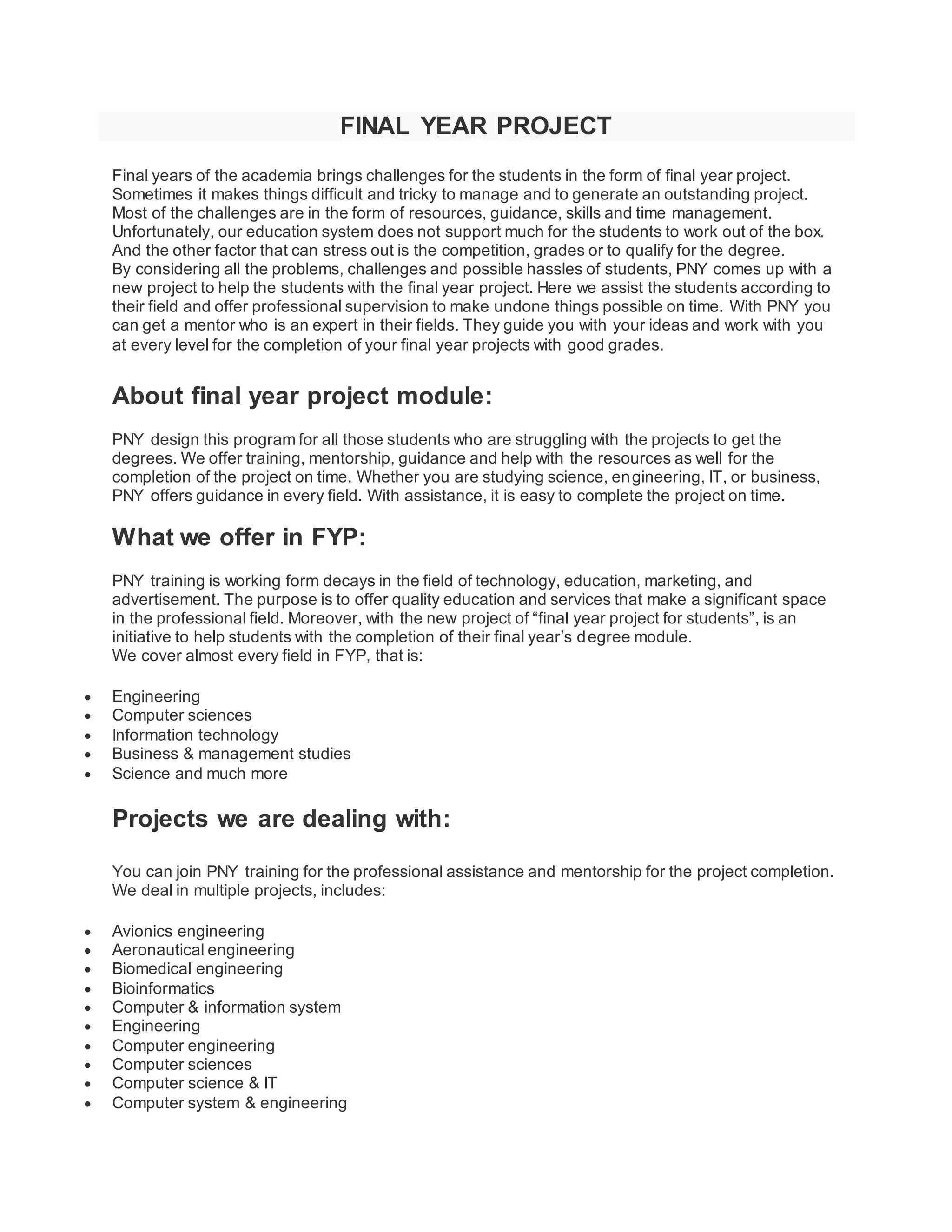 FINAL YEAR PROJECT | DOCX | Postgraduate Education | College Education