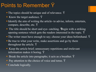 Article writing | PPTX
