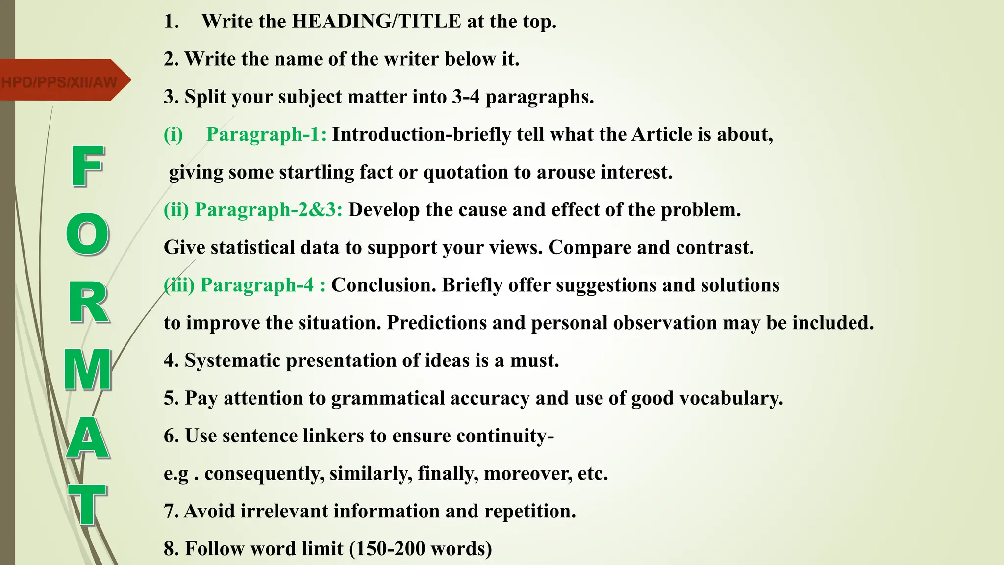 Article Writing.pdf CLASS 12 ENGLISH Guide | PDF