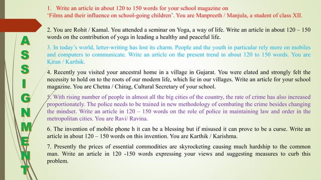 Article Writing.pdf CLASS 12 ENGLISH Guide | PDF | Secondary Education ...