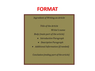 Conventions of article writing and features. ARTICLE WRITING.pptx.pdf