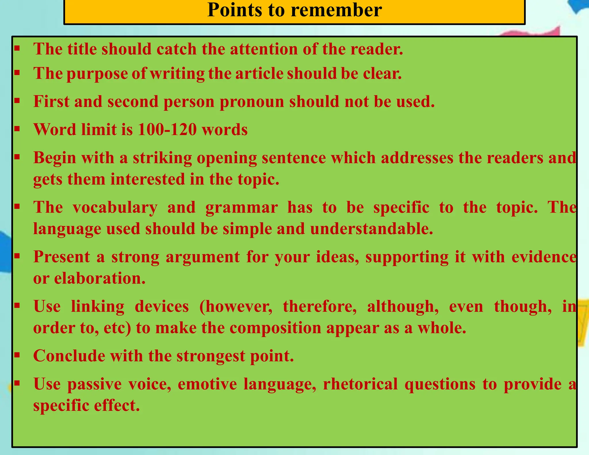 Article Writing.pptx presentation on article writing | PPTX