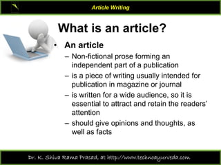 Article writing ksr | PPT