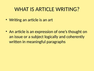 ARTICLE WRITING(2).pptxhhhhhhhshhhdhhhdhd | PPT
