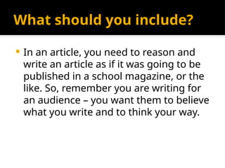 Article Writing PowerPoint.pptx for English Language IGCSE | PPTX