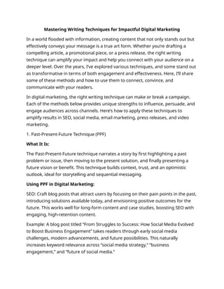 Mastering Writing Techniques for Impactful Digital Marketing | PDF