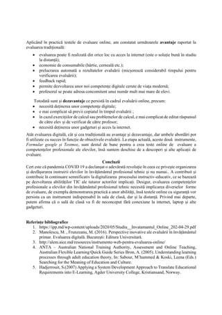 Articol - EVALUAREA COMPETENȚELOR PROFESIONALE ÎN CONTEXTUL STUDIILOR LA DISTANȚĂ | PDF