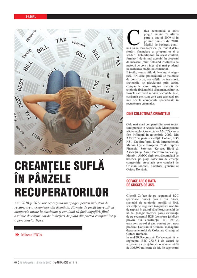 Articol Efinance martie 2010 - Creantele sufla in panzele ...