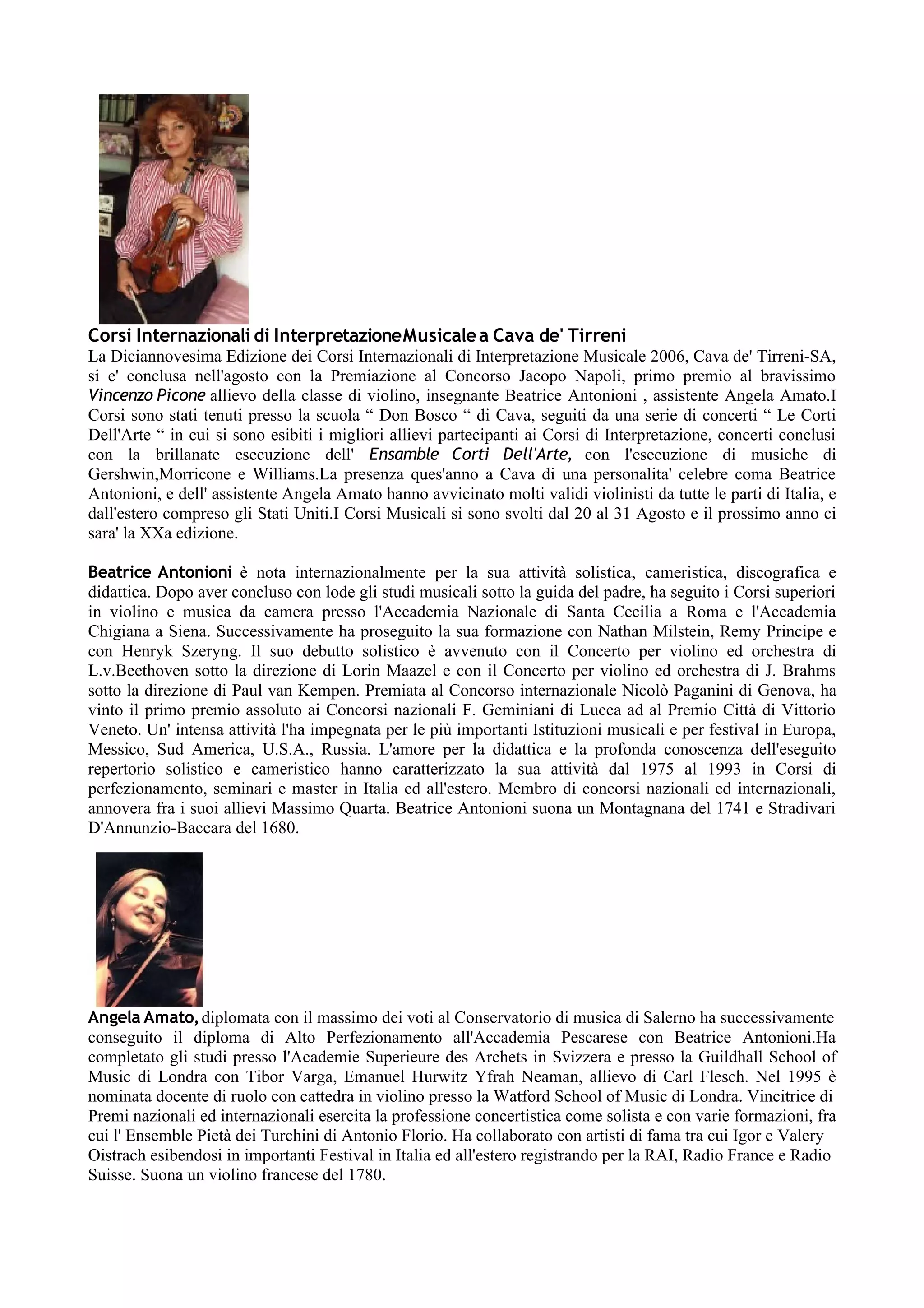 Beatrice Antonioni Angela Amato Mastercalss | PDF